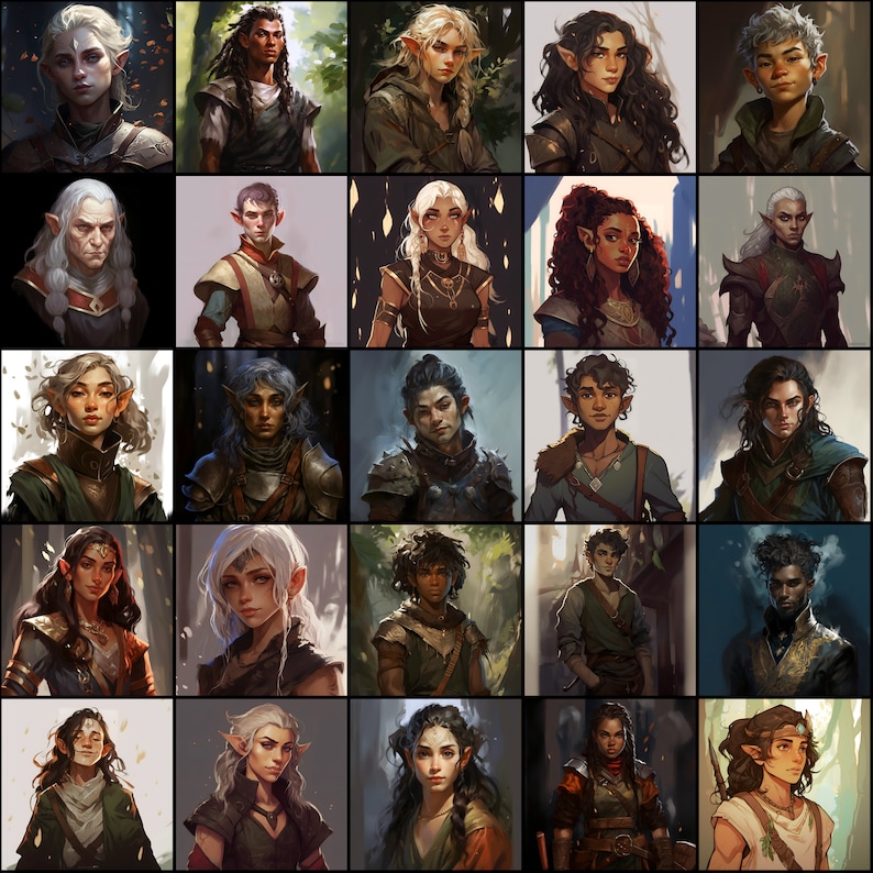 Elf/half-elf Hero & NPC Art: 60 TTRPG Character Tokens (digital ...
