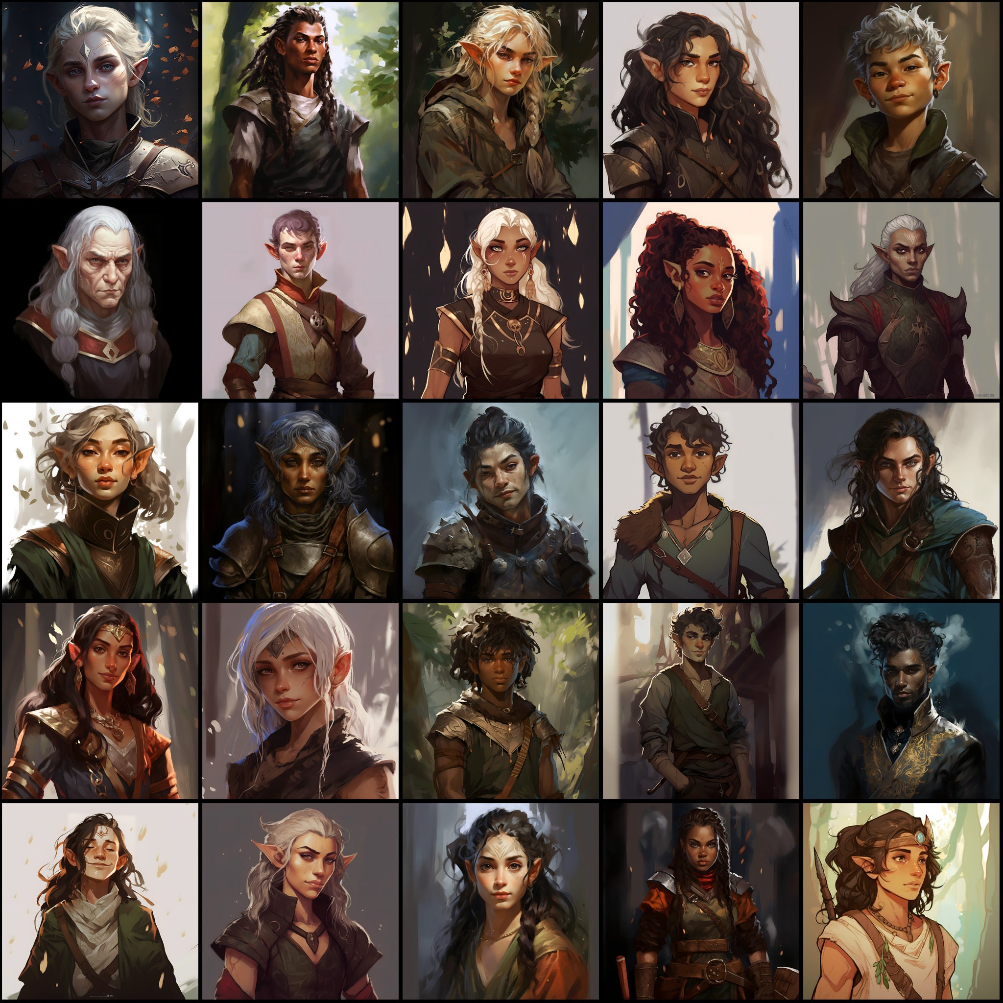 Elf/half-elf Hero & NPC Art: 60 TTRPG Character Tokens (digital ...