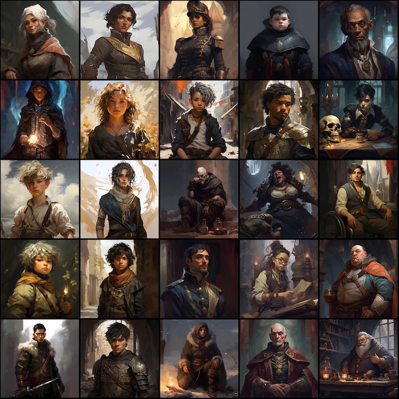 60 TTRPG Human Hero & NPC Portraits: Character Art Tokens (digital ...