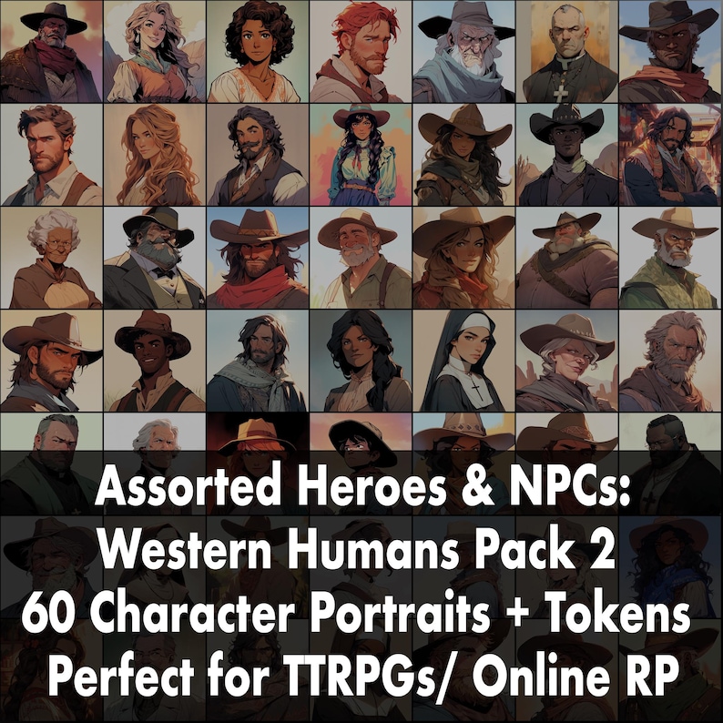 Assorted Heroes and Npcs - Western Humans Pack 2: 60 Heroes, NPC ...