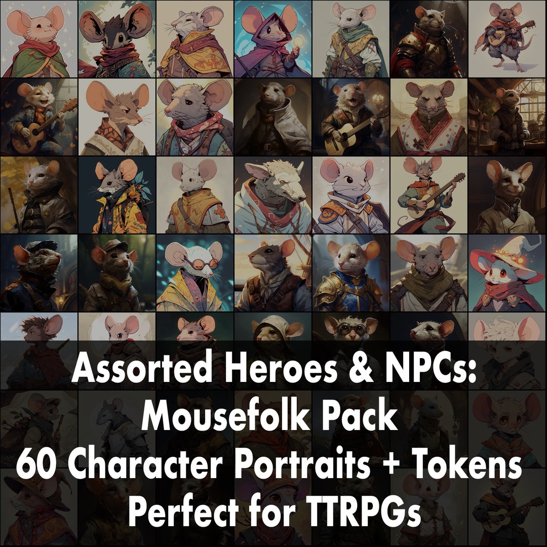 Mousefolk Character Art: 60 TTRPG Hero & NPC Tokens (digital Download ...