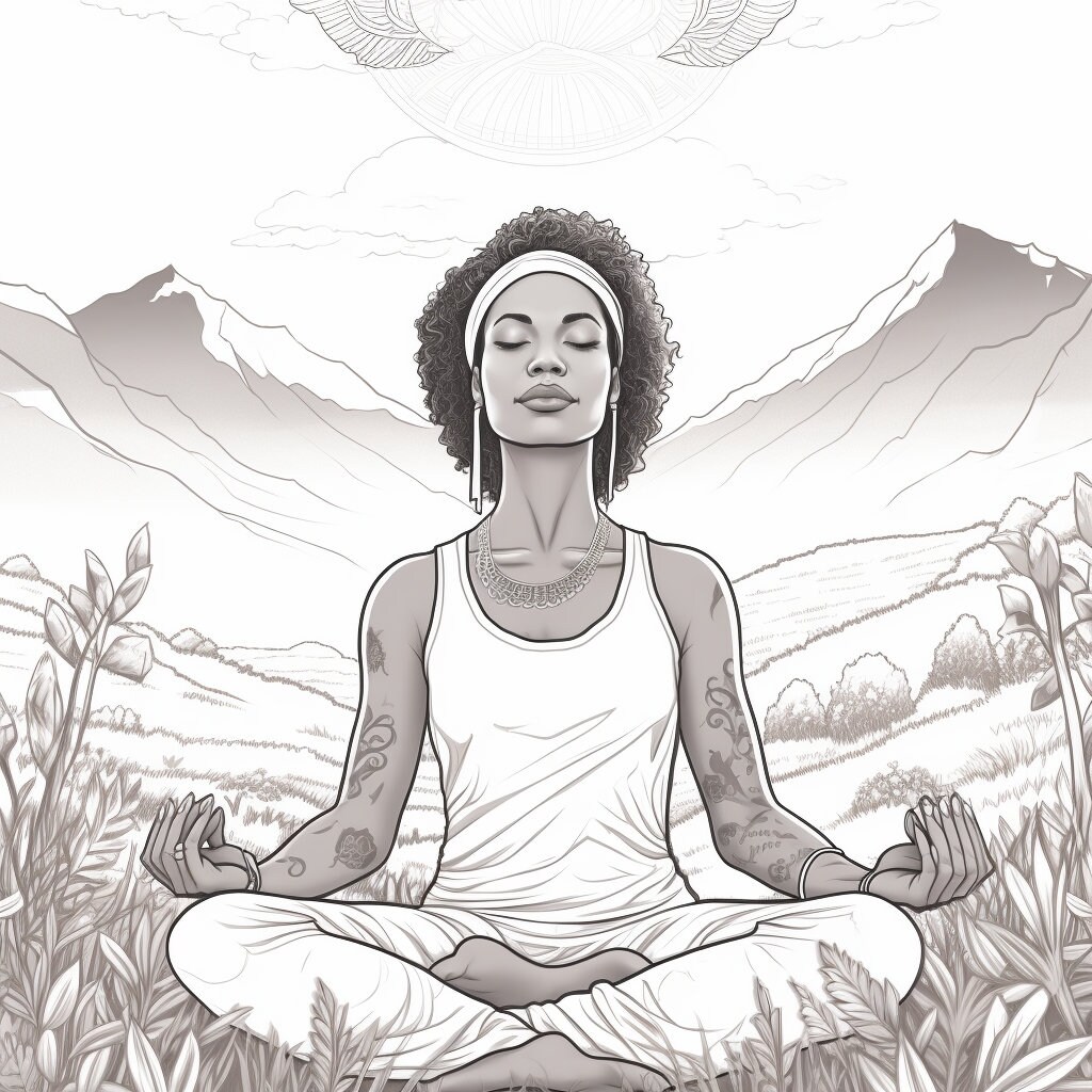 Beautiful Meditation Black Girl Coloring Pages - Afro Coloring Pages - Etsy