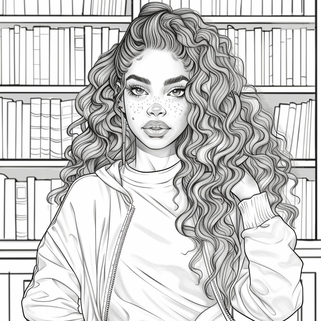 Beautiful Intellectual Black Girl Coloring Pages - Afro Coloring Pages ...