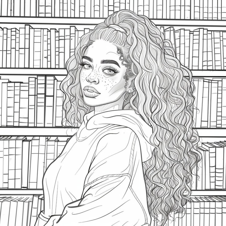 Beautiful Intellectual Black Girl Coloring Pages - Afro Coloring Pages ...
