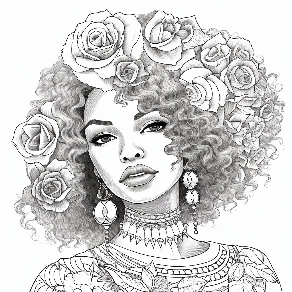 Beautiful Luxury Black Girl Coloring Pages - Afro Coloring Pages - Etsy