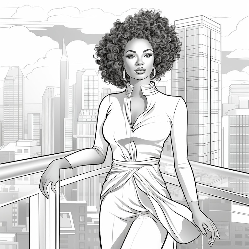 Beautiful Luxury Black Girl Coloring Pages - Afro Coloring Pages - Etsy