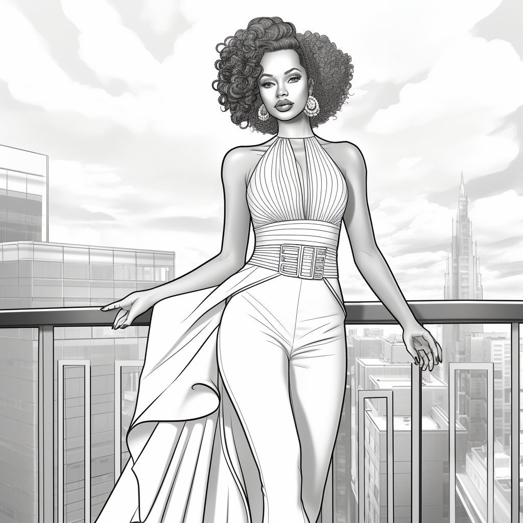 Beautiful Luxury Black Girl Coloring Pages - Afro Coloring Pages - Etsy