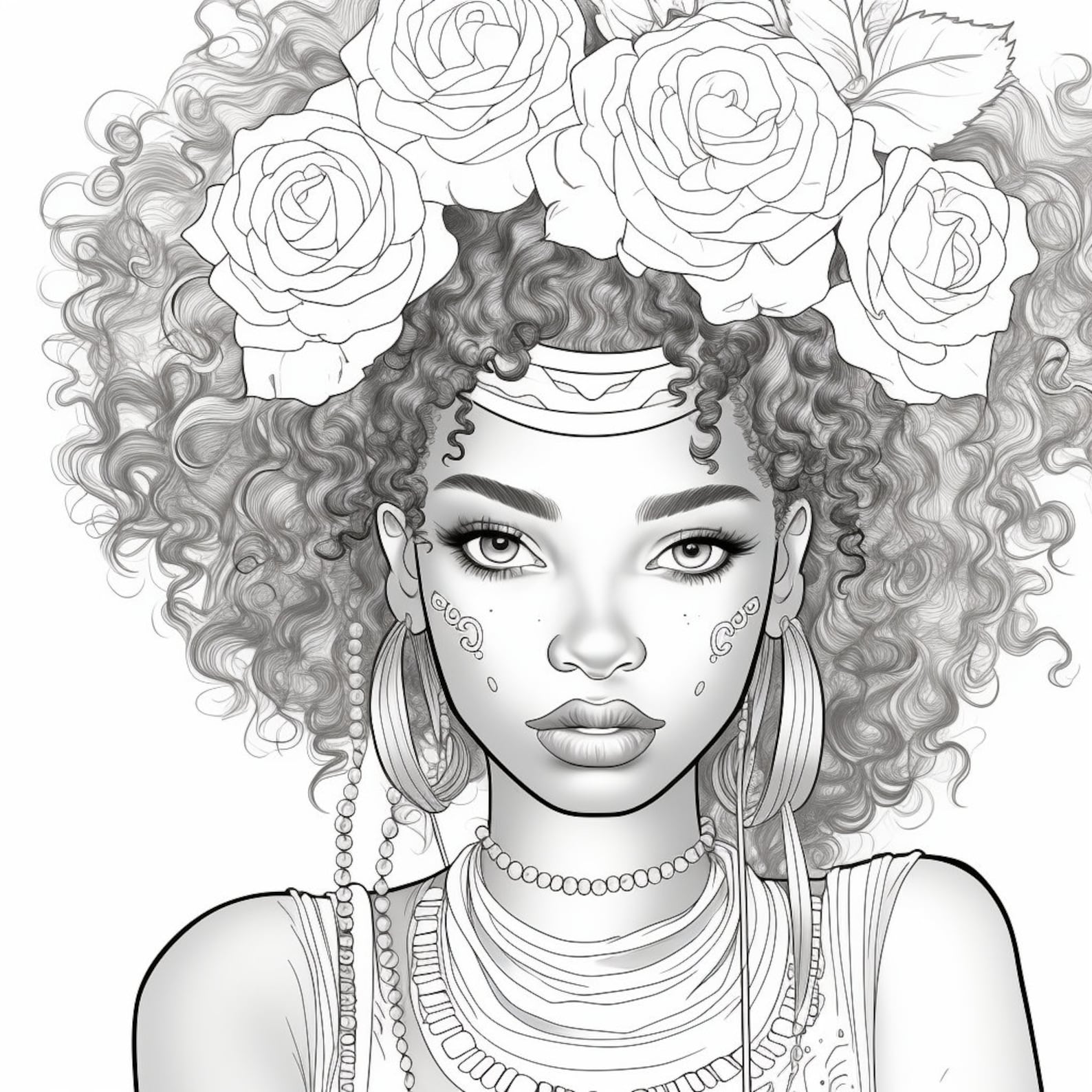 Beautiful Luxury Black Girl Coloring Pages - Afro Coloring Pages - Etsy