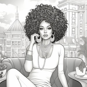 Beautiful Luxury Black Girl Coloring Pages - Afro Coloring Pages - Etsy