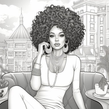 Beautiful Luxury Black Girl Coloring Pages - Afro Coloring Pages - Etsy
