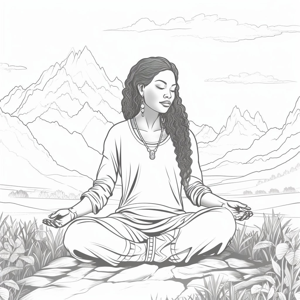 Beautiful Meditation Black Girl Coloring Pages - Afro Coloring Pages - Etsy