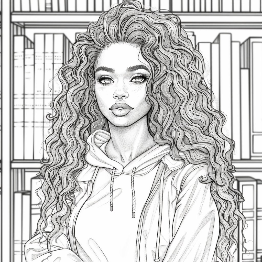 Beautiful Intellectual Black Girl Coloring Pages - Afro Coloring Pages ...