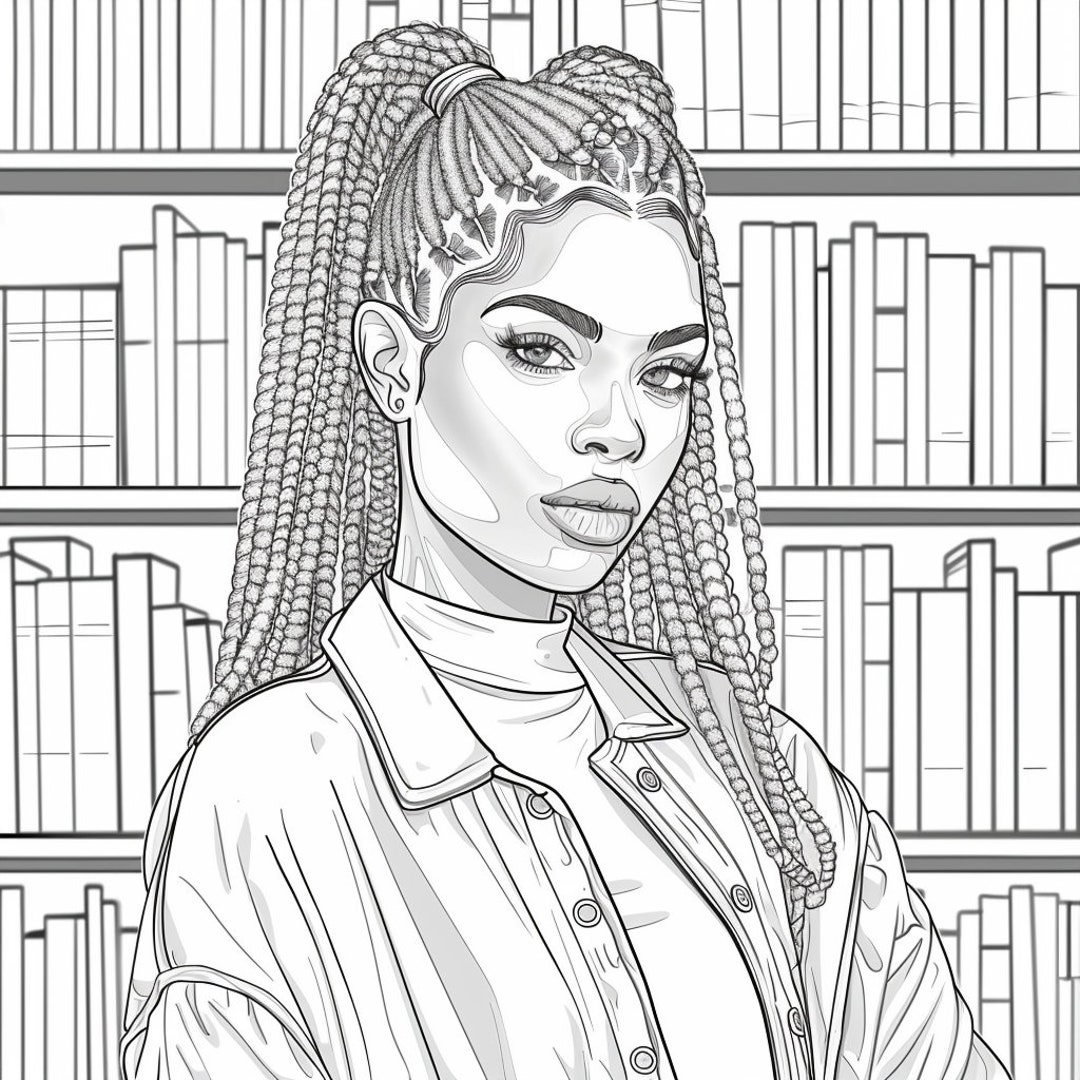 Beautiful Intellectual Black Girl Coloring Pages - Afro Coloring Pages ...