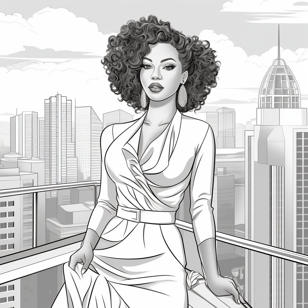 Beautiful Luxury Black Girl Coloring Pages - Afro Coloring Pages - Etsy