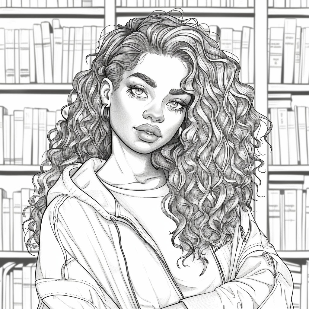 Beautiful Intellectual Black Girl Coloring Pages - Afro Coloring Pages ...