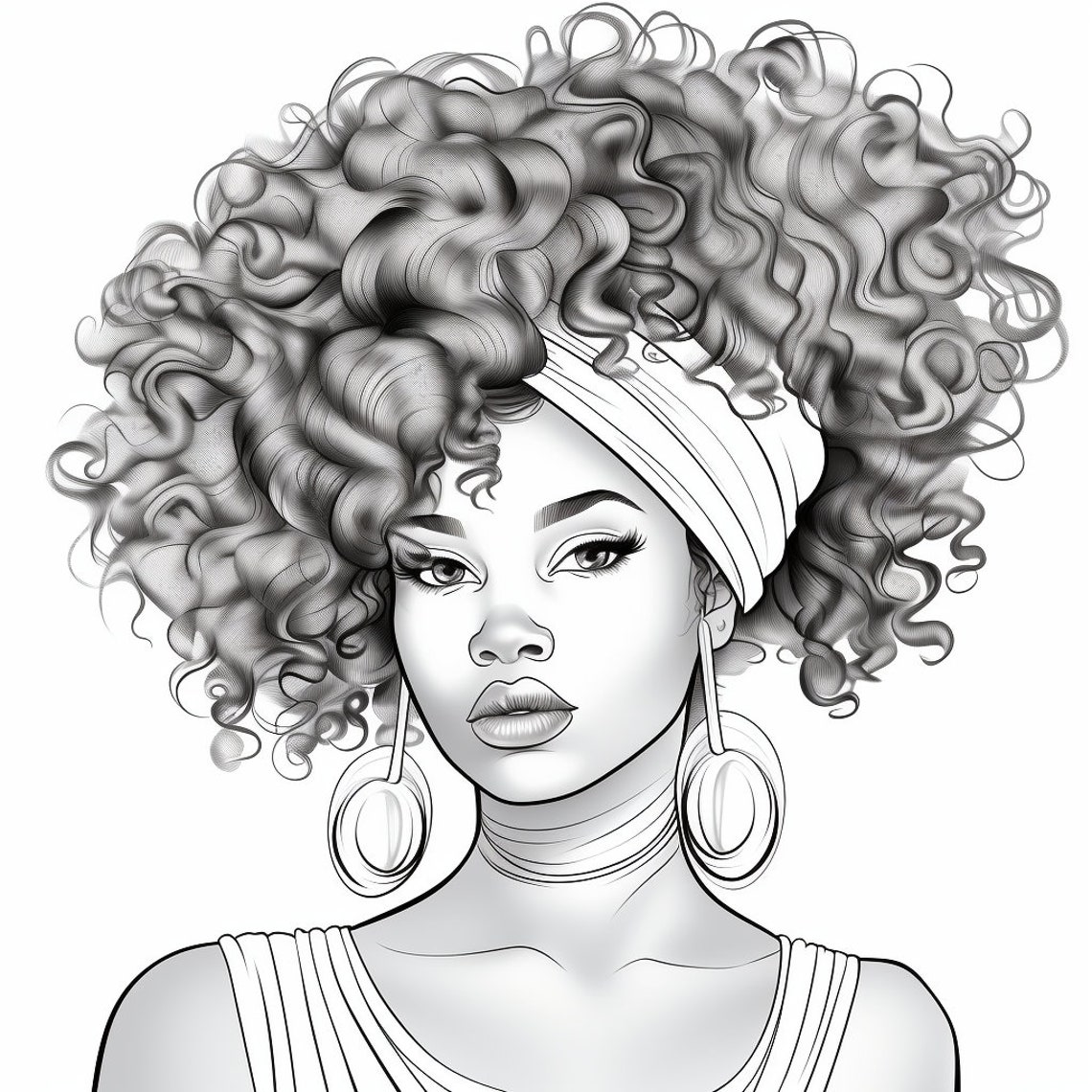 Beautiful Luxury Black Girl Coloring Pages - Afro Coloring Pages - Etsy