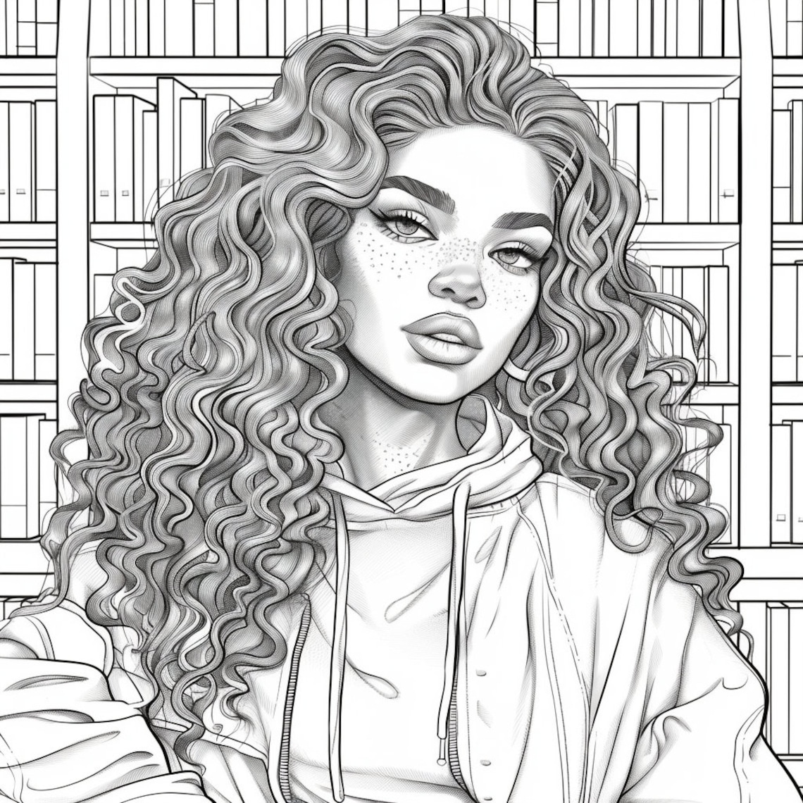 Beautiful Intellectual Black Girl Coloring Pages - Afro Coloring Pages ...