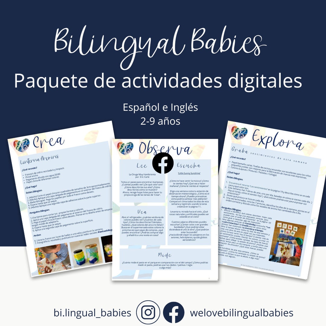 Aprende Español /inglés (2-9 Años) | Paquete De Actividades Bilingües ...