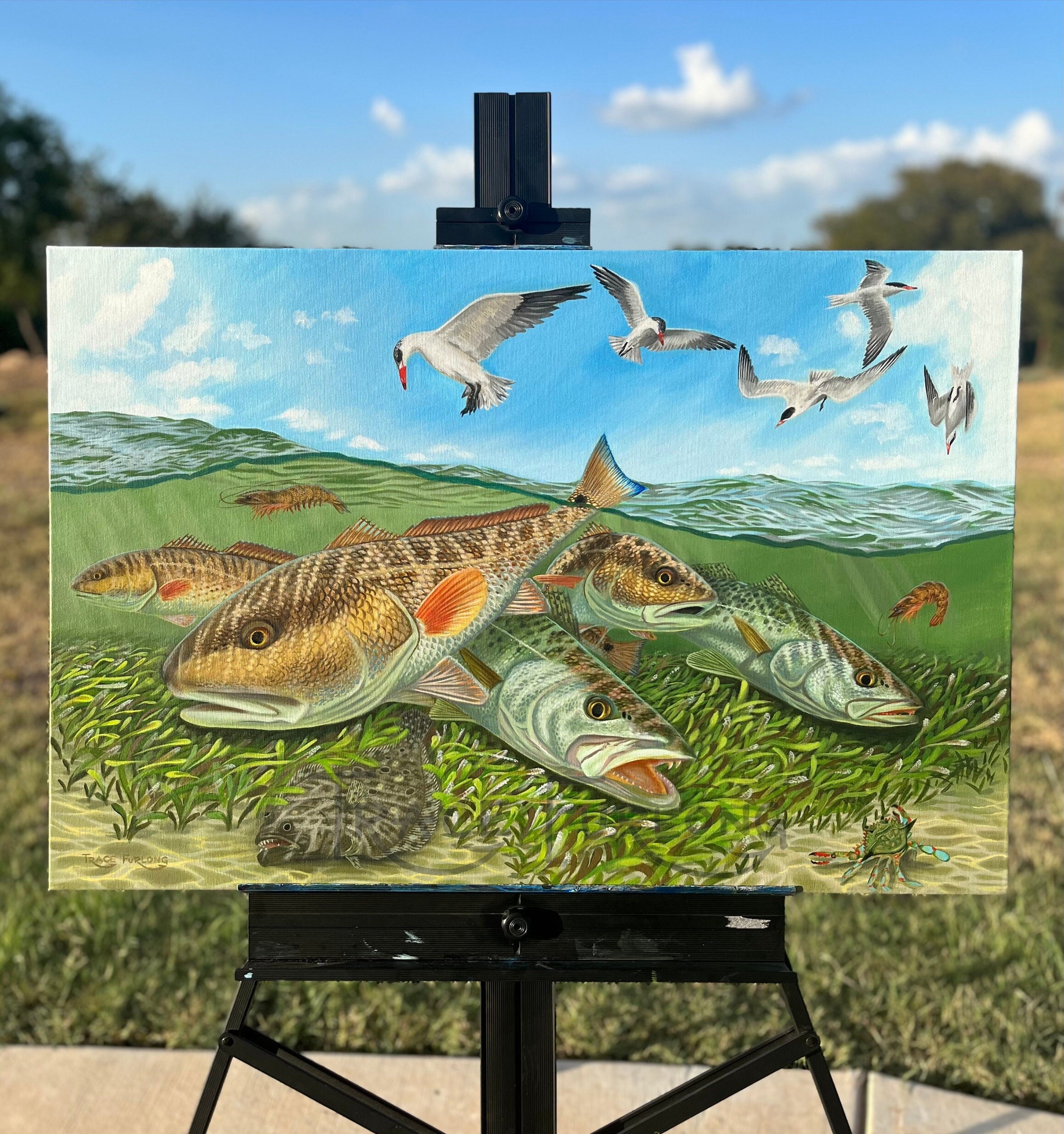 Original Redfish Fishing Fine Art Print - | "texas Slam" | - Numbered ...