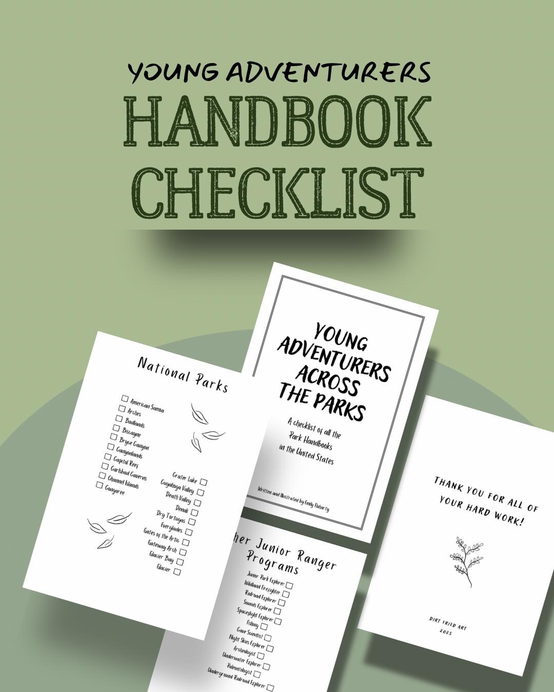 Young Adventurers Handbook Checklist, National Park Handbook List ...