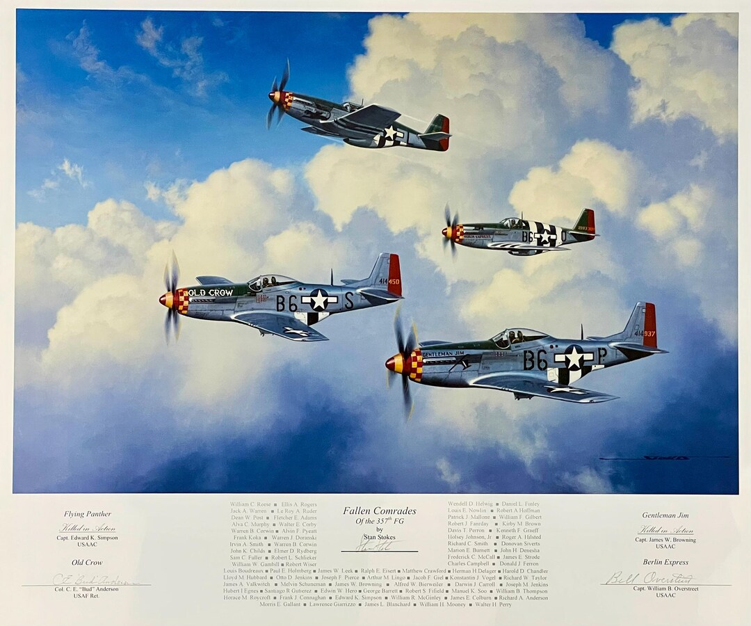WWII "fallen Comrades" Lithograph, Signed by 2 Pilots, Stan Stokes Art ...