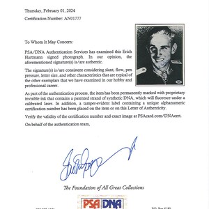 Erich Hartmann Signed 8x10 Photograph - Highest Scoring Ace of All Time ...