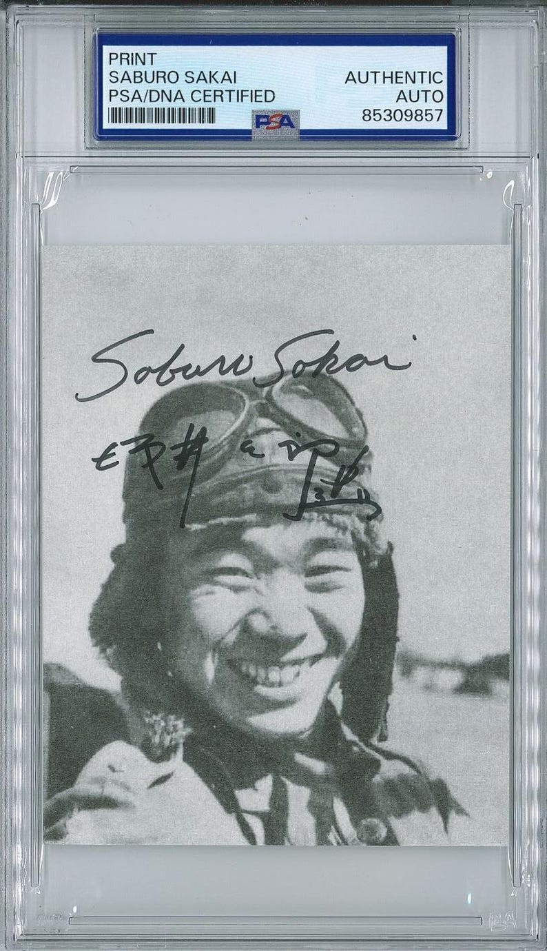 Saburo Sakai Signed Print WWII Japanese Ace PSA / DNA Authenticated ...