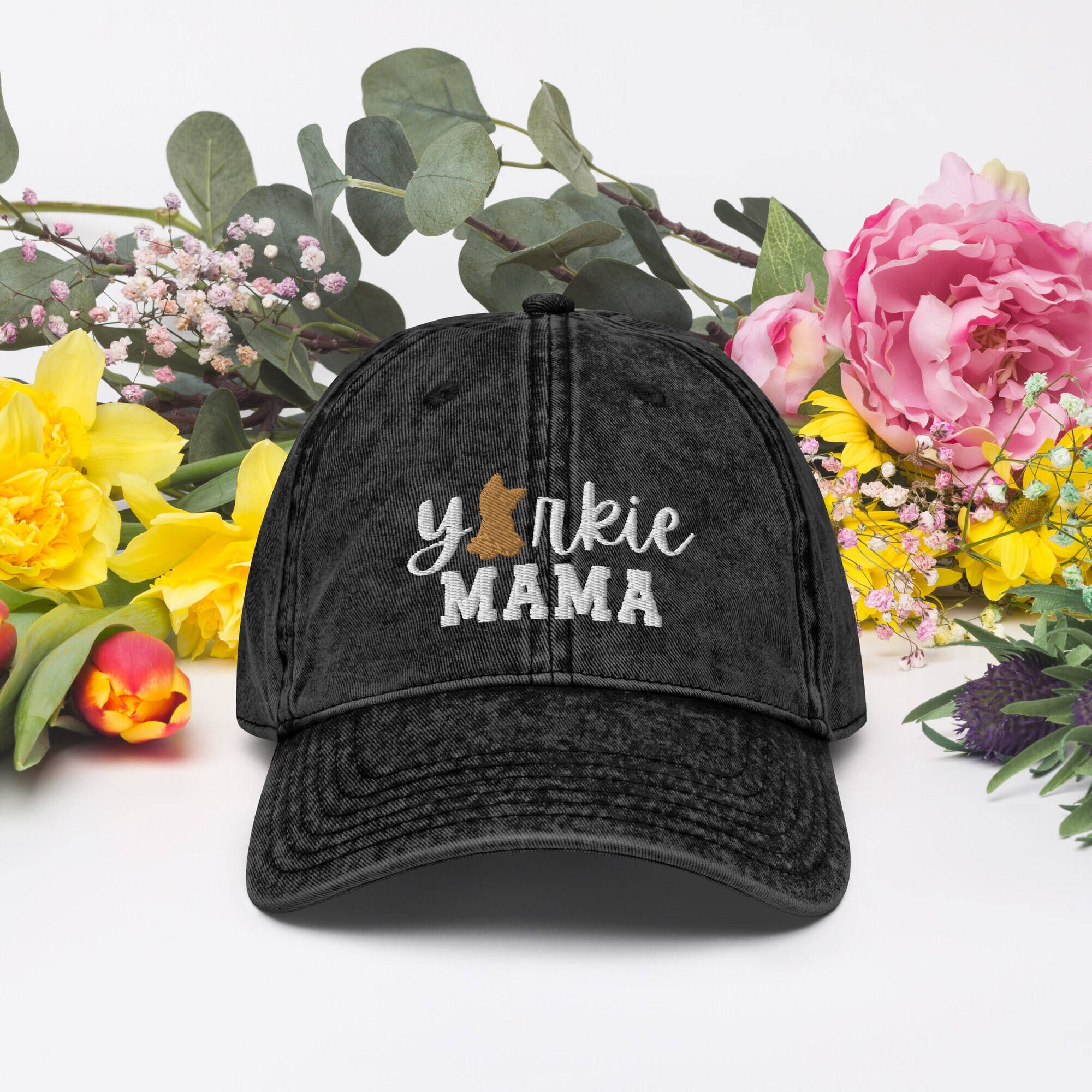 Yorkie Mama Cap, Washed Out Vintage Style, Yorkshire Terrier ...