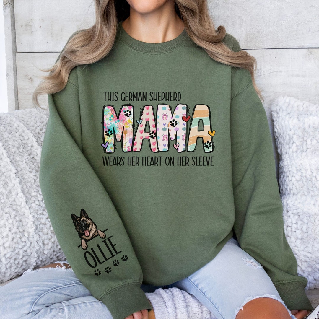 German Shepherd Dog Mama Crewneck Sweatshirt Personalized Names on ...