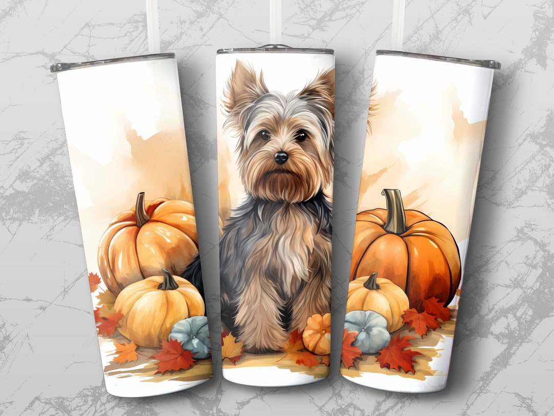 Yorkie in a Pumpkin Patch Tumbler Wrap, Yorkie Pumpkin Tumbler Wrap ...