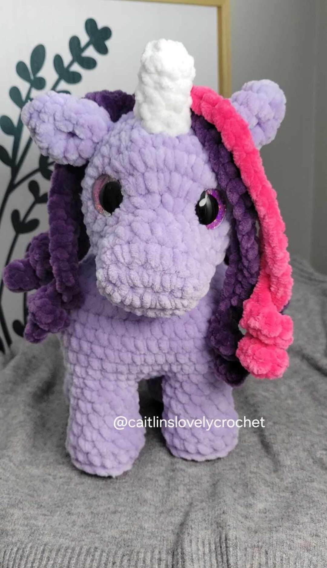 Purple Pink Unicorn Crochet Plushie | Stuffed Animal, Unicorn, Ready to ...