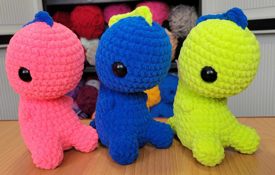 Neon Dino Crochet Plushie - Etsy
