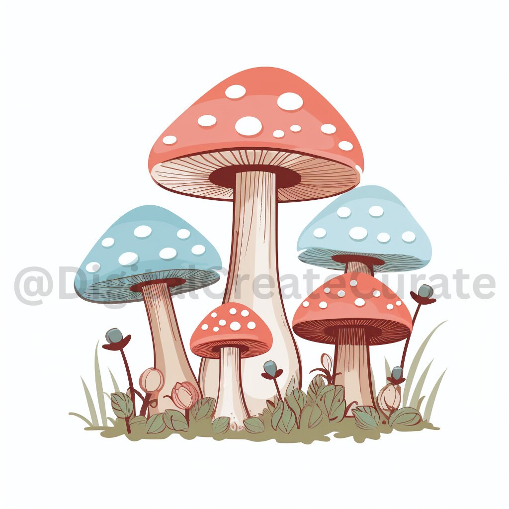 Mushroom Clipart Digital Print SVG Digital Instant Download - Etsy