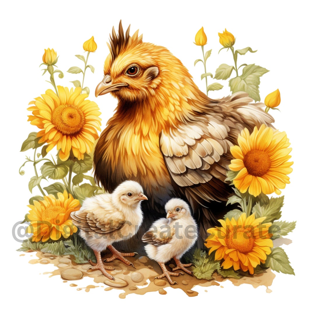 Chicken PNG Sunflower PNG Chicken Svg Sunflower Svg Animal PNG Chicken ...