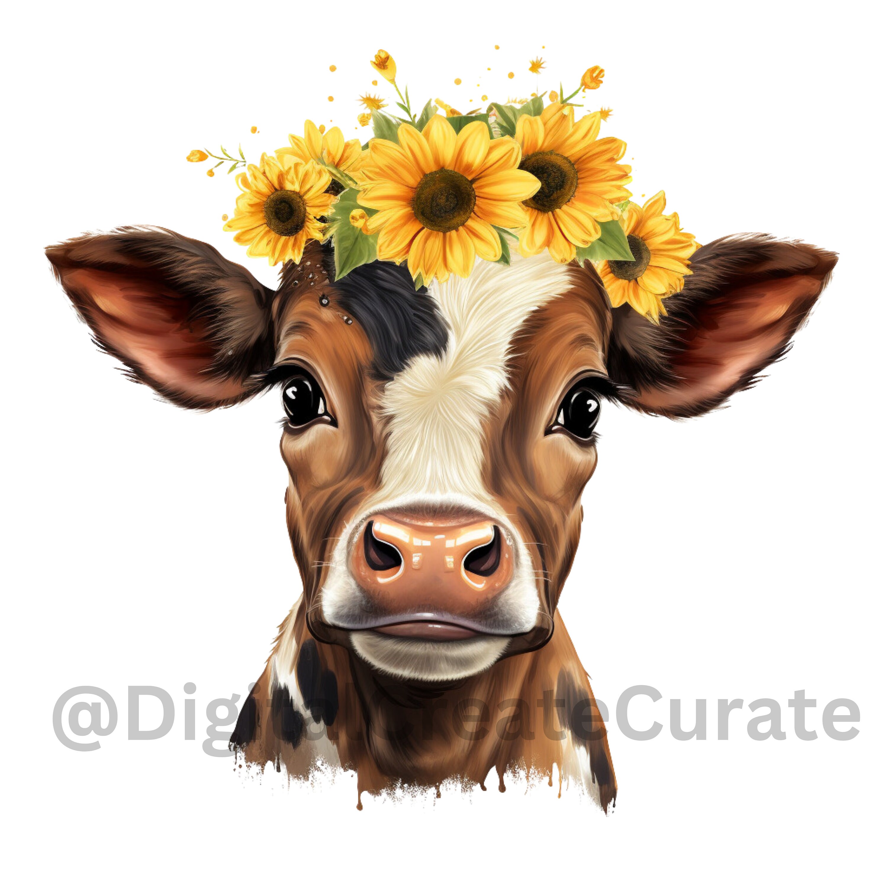 Cow PNG, Croquette, Sunflower Png Cow Svg Sunflower Svg Baby Highland ...
