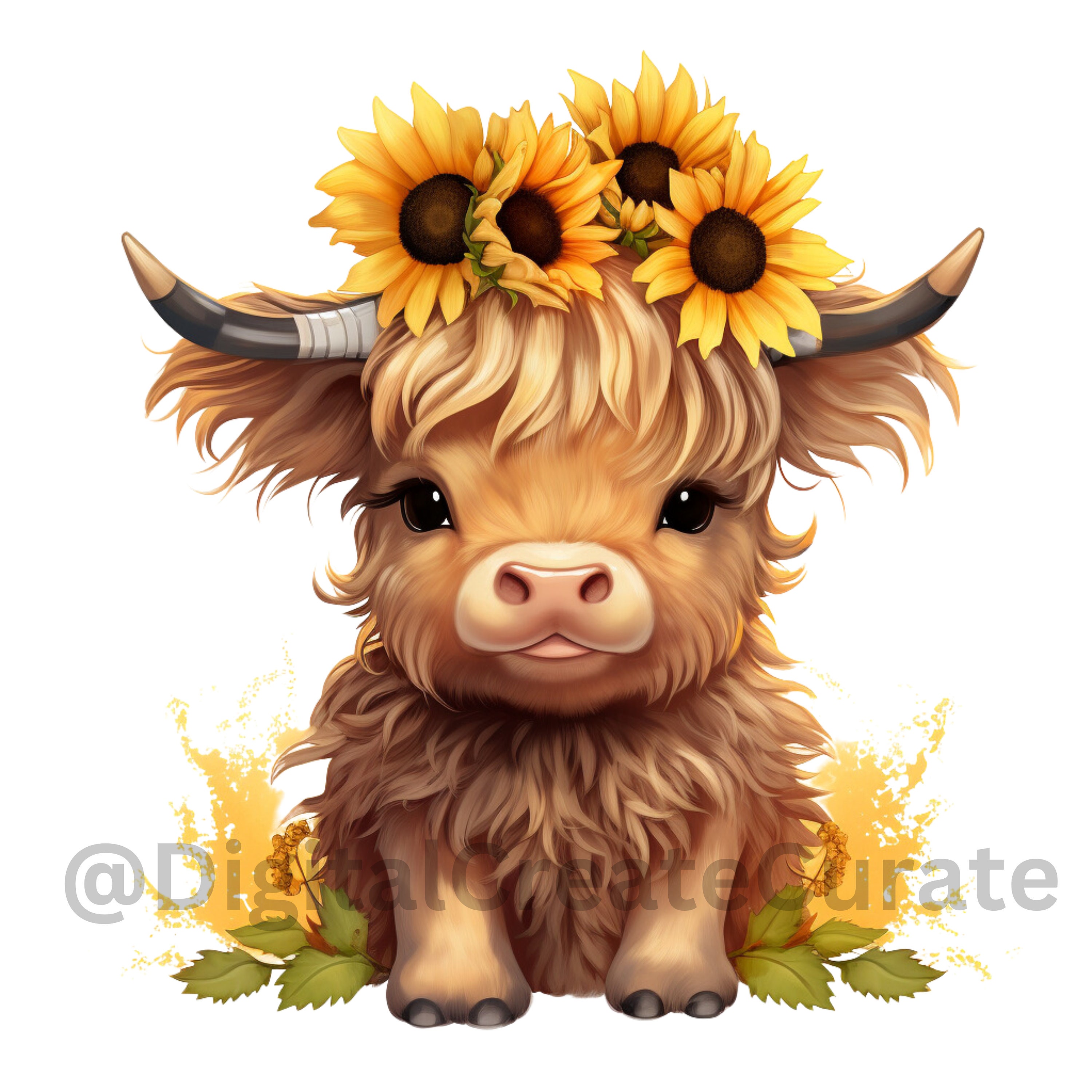 Cow PNG Sunflower Png Cow Svg Sunflower Svg Baby Highland - Etsy