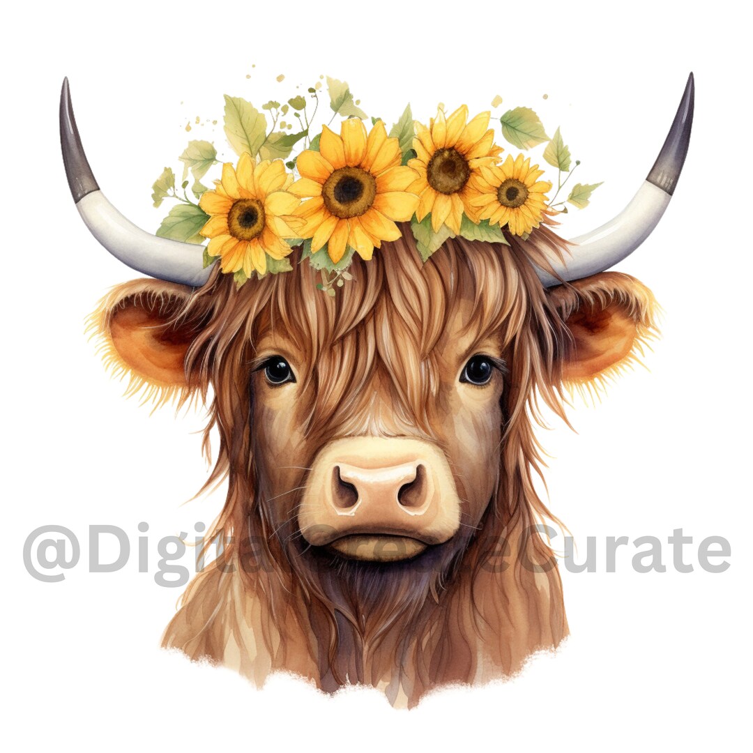 Cow PNG Sunflower PNG Cow svg Sunflower svg Highland Cow png tumbler ...