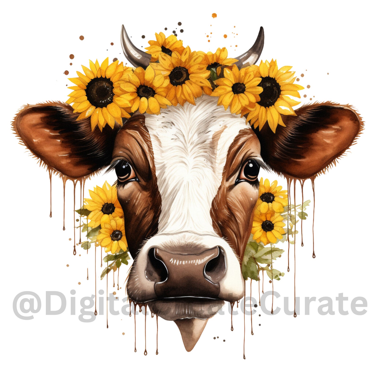 Cow PNG Sunflower PNG Cow Svg Sunflower Svg Western Steer Png Tumbler ...