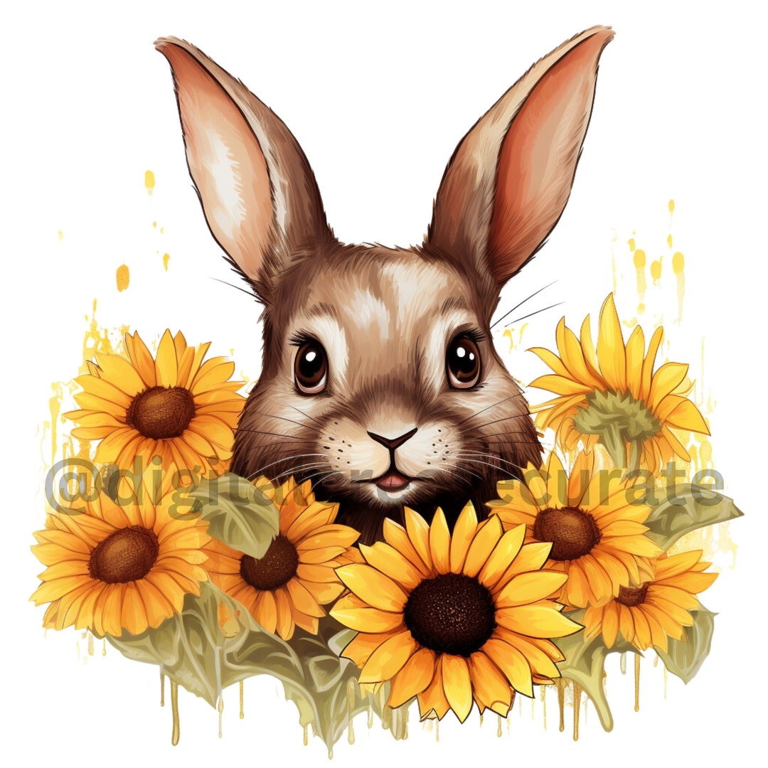 Bunny PNG, Coquette, Sunflower PNG, Bunny Svg, Sunflower Svg, Bunny ...