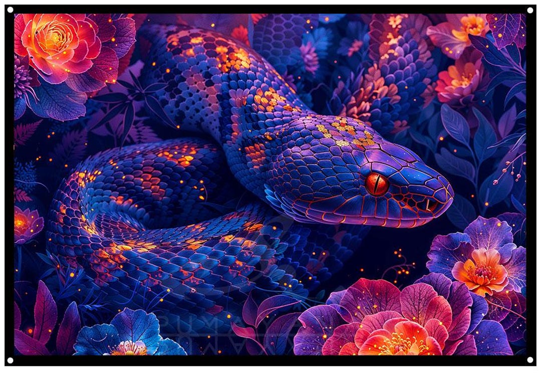 Visionary Art DMT Snake, UV Tapestry, Blacklight Reactive Wall Hanging ...