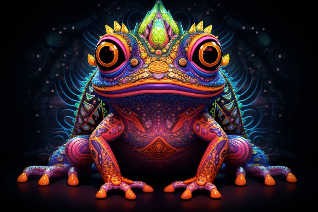 DMT Frog Shamanic UV Tapestry Blacklight Reactive Wall - Etsy