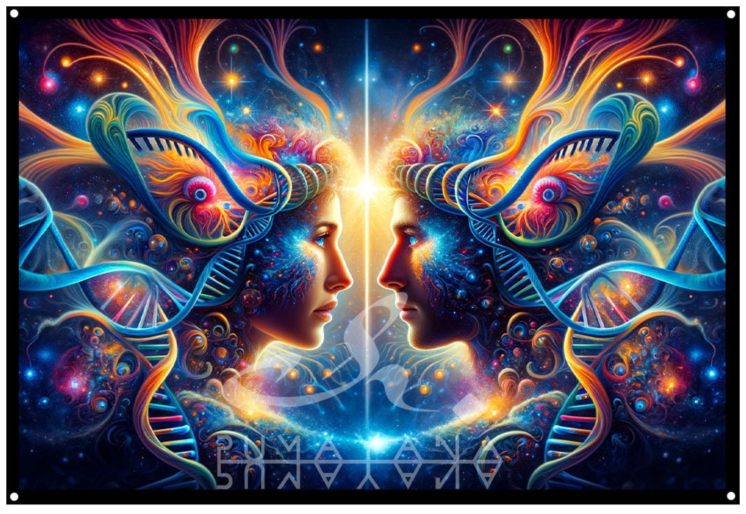 Visionary Journey, DNA Trip, UV Tapestry, Blacklight Reactive Wall ...