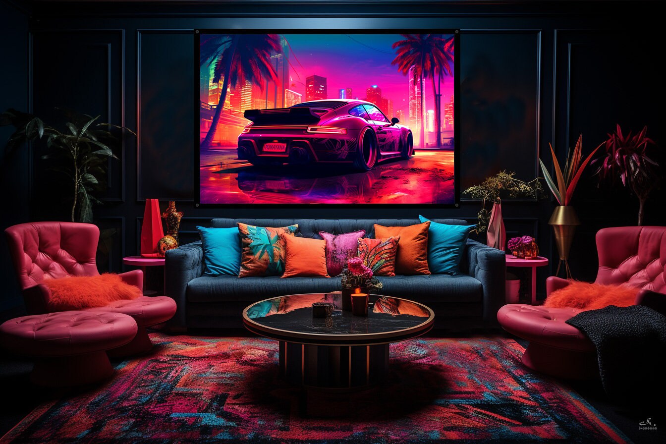 CUSTOM PLATES Dream Porsche Gta UV Tapestry, Blacklight Reactive Wall ...