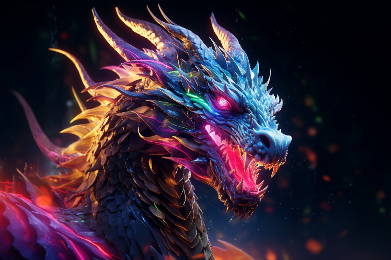 Dragon UV Tapestry, Blacklight Reactive Wall Hanging, Neon Backdrop ...