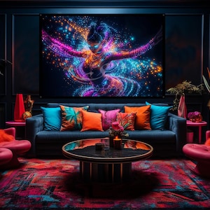 Tantric Dancing Woman, UV Tapestry, Blacklight Reactive Wall Hanging ...
