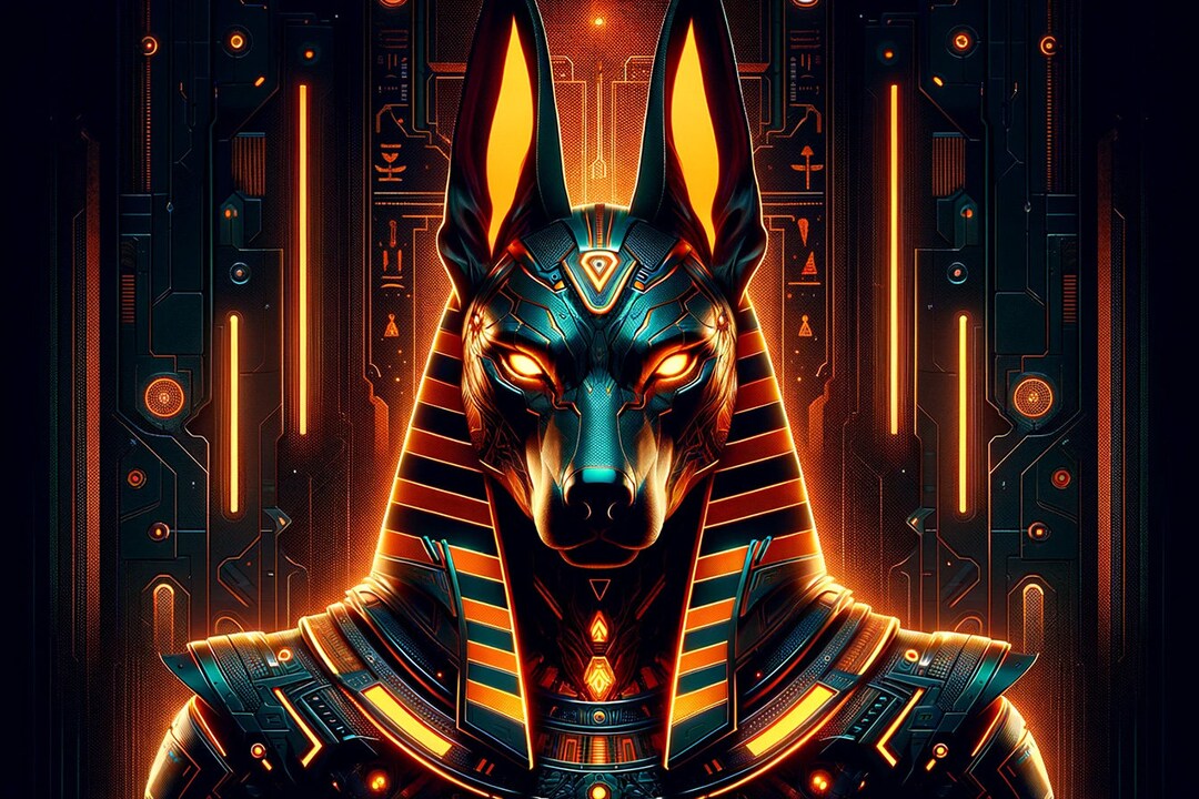 Egyptian God Anubis UV Tapestry, Blacklight Reactive Wall Hanging ...