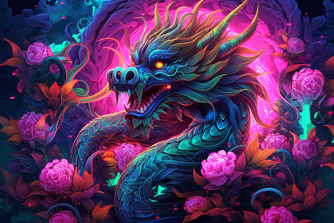 Dragon Spirit UV Tapestry, Blacklight Reactive Wall Hanging, Ayahuasca ...