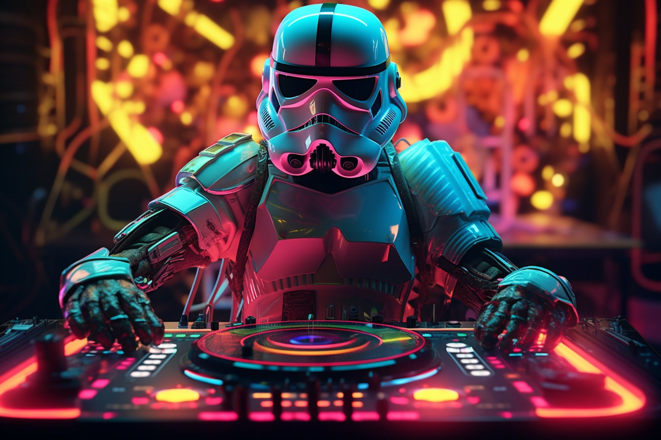 DJ Stormtrooper Cyberpunk UV Tapestry Blacklight Reactive - Etsy