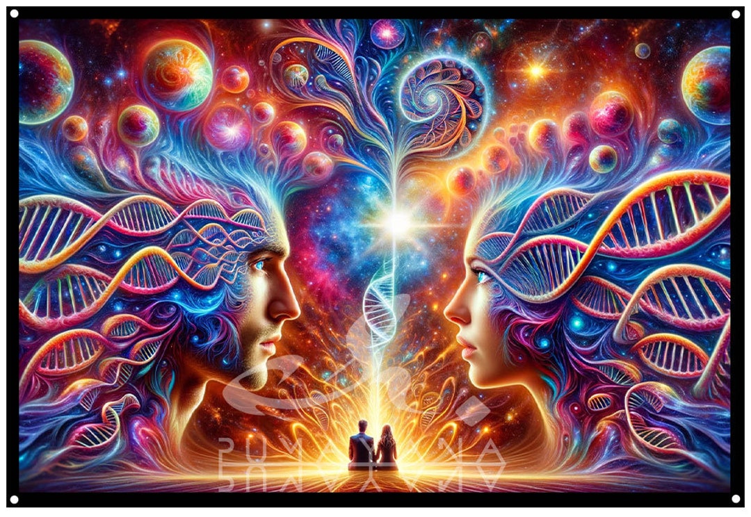 Shamanic Journey, DNA Trip UV Tapestry, Blacklight Reactive Wall ...