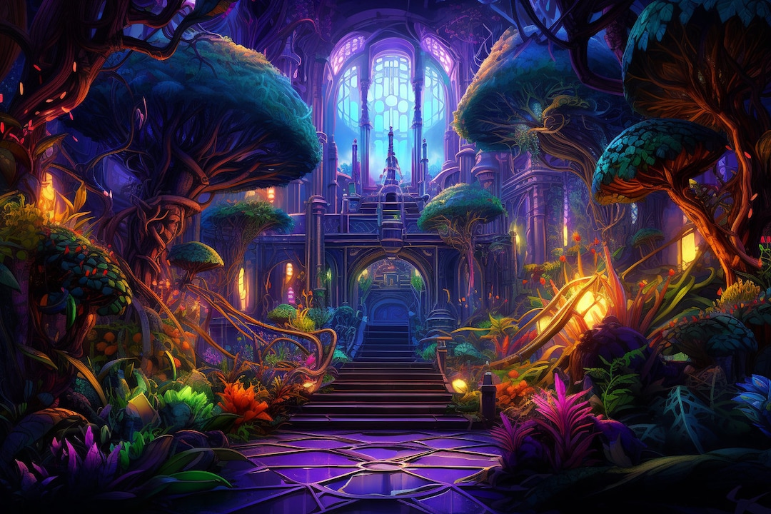 DMT Land Mushroom Trip Vision UV Tapestry, Blacklight Reactive Wall ...